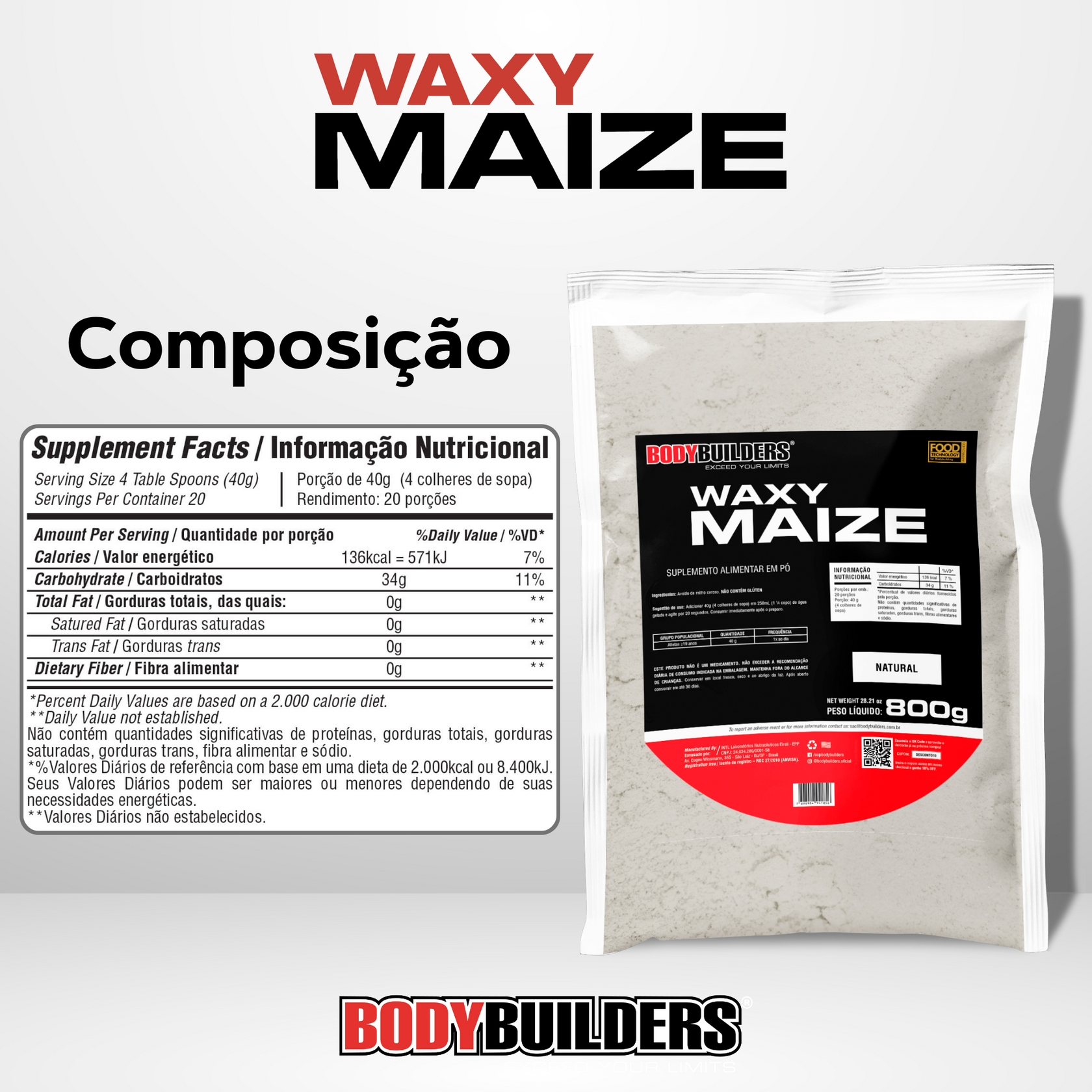 Waxy Maize 800g Natural - Bodybuilders – Bodybuilders - Exceed Your Limits