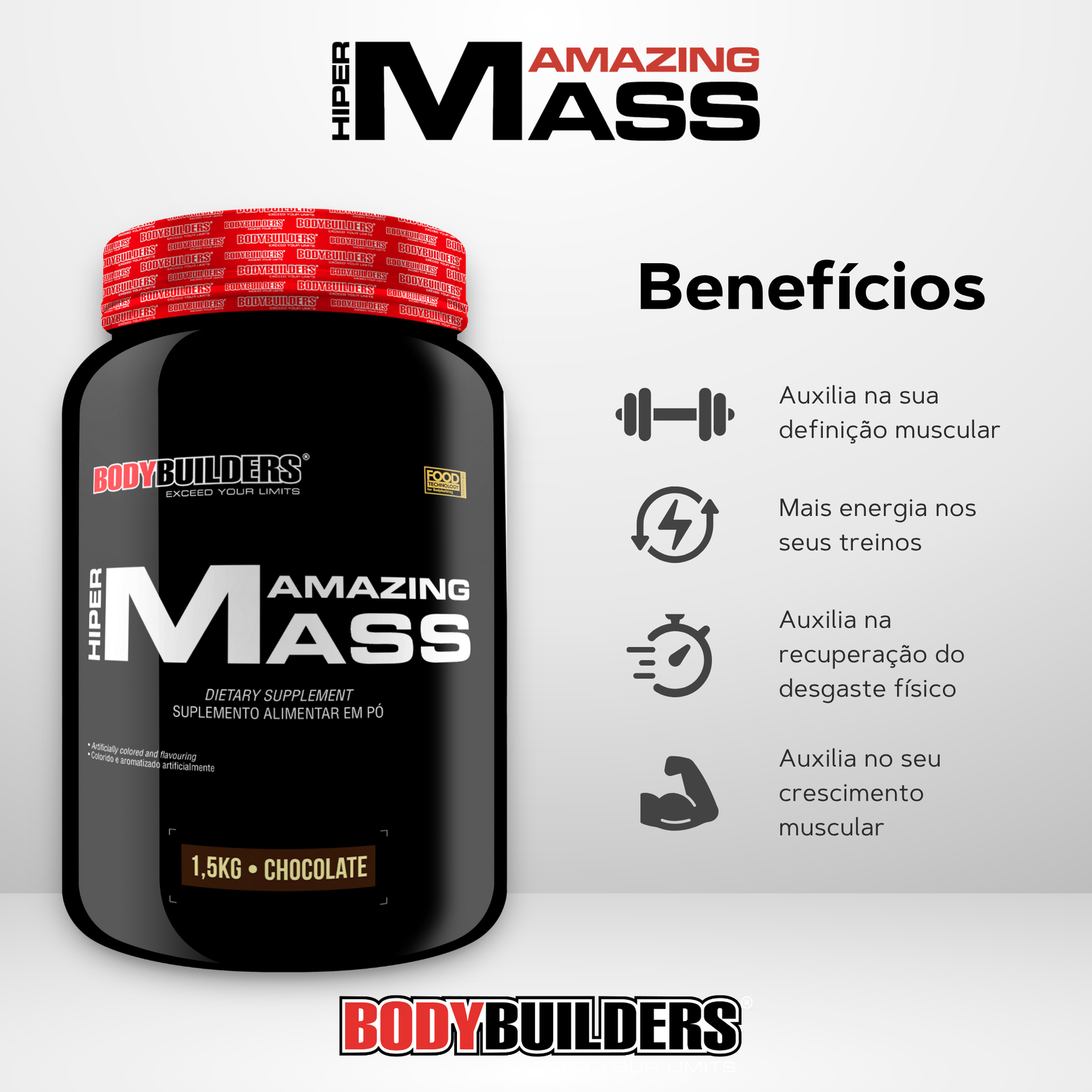 Kit Hiper Amazing Mass 1,5kg + Power Creatina 100g - Bodybuilders ...